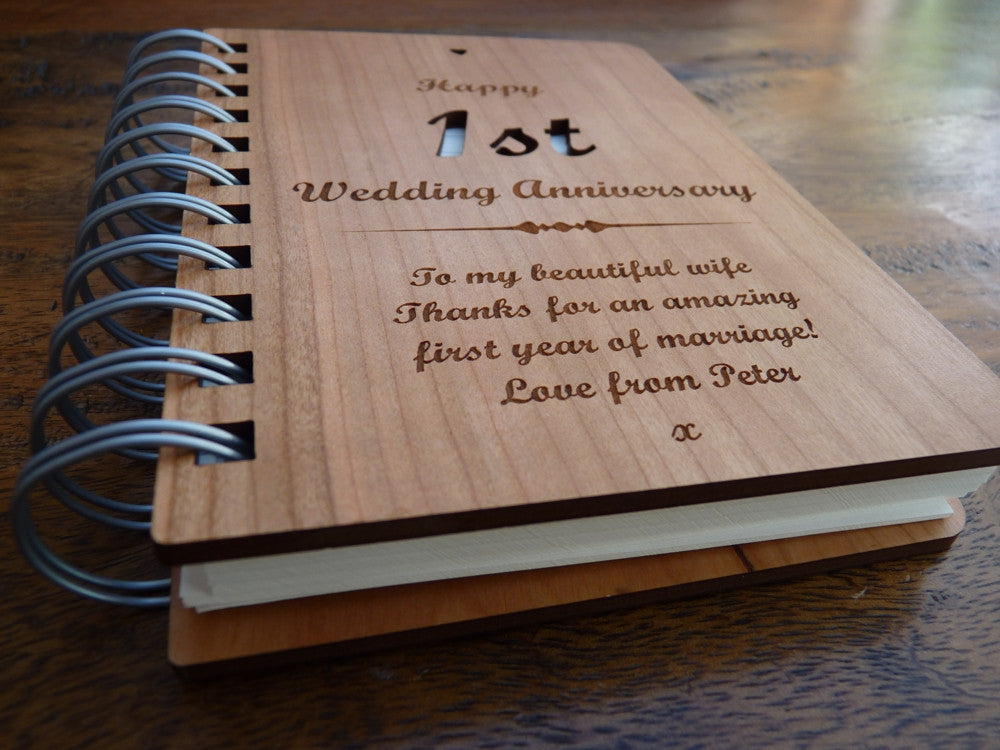 Personalised Wood 1st Wedding Anniversary Journal – Personalised Gifts