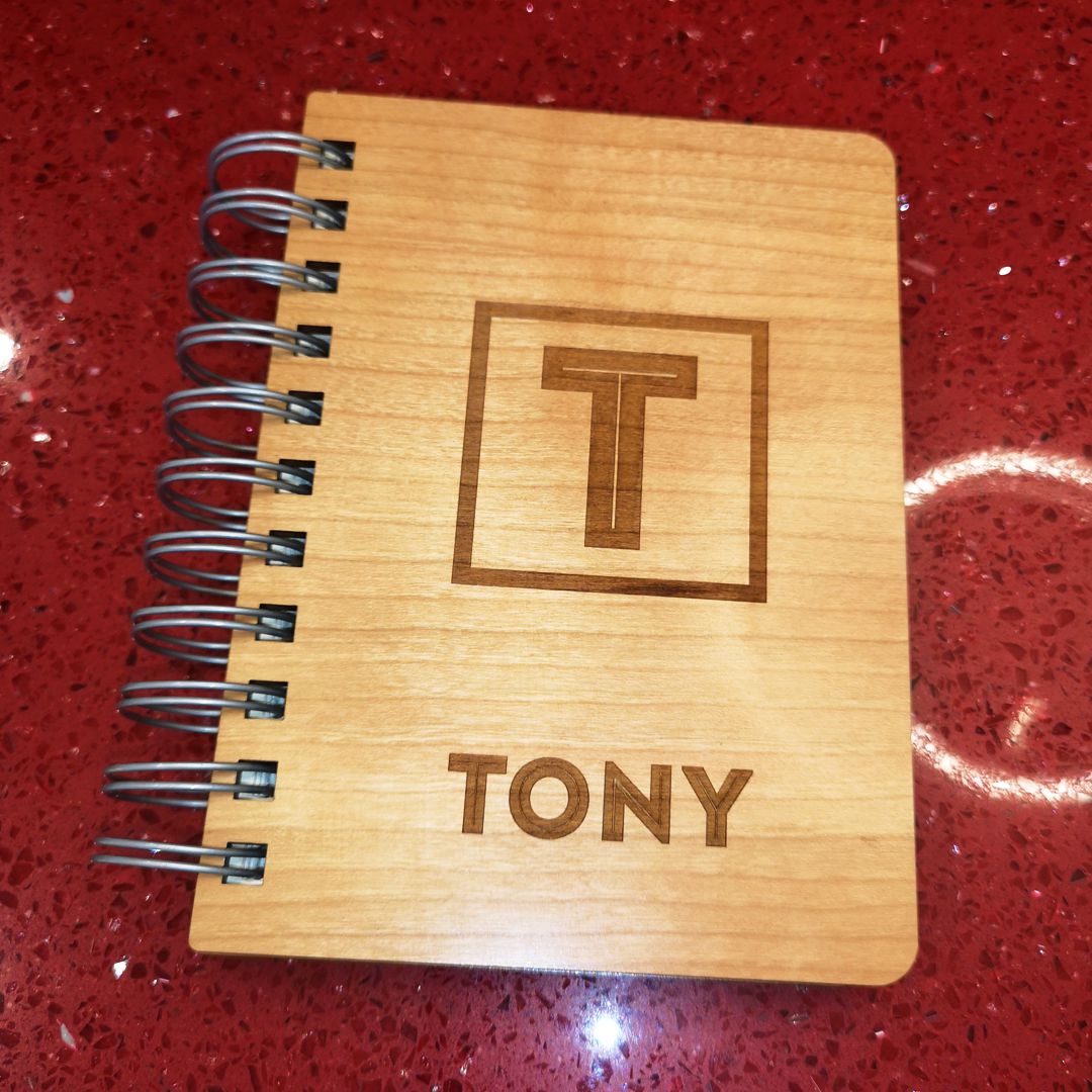 Bold Initial Wooden Notebook – Personalised Gifts
