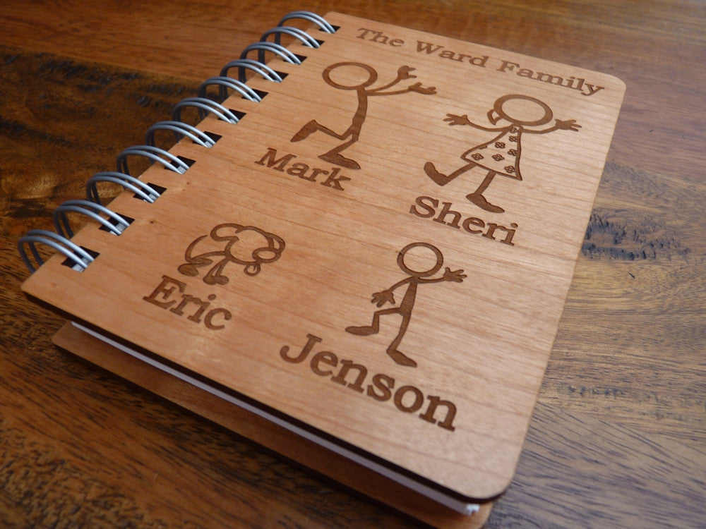 Wooden Stickman Family Notebook – Personalised Gifts